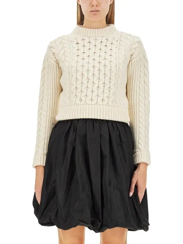 PATOU Wool-blend Cable Knit Jumper - Ivory