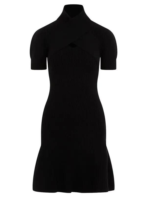 PATOU Merino Wool And Cashmere Blend Ribbed Midi Dress - Black