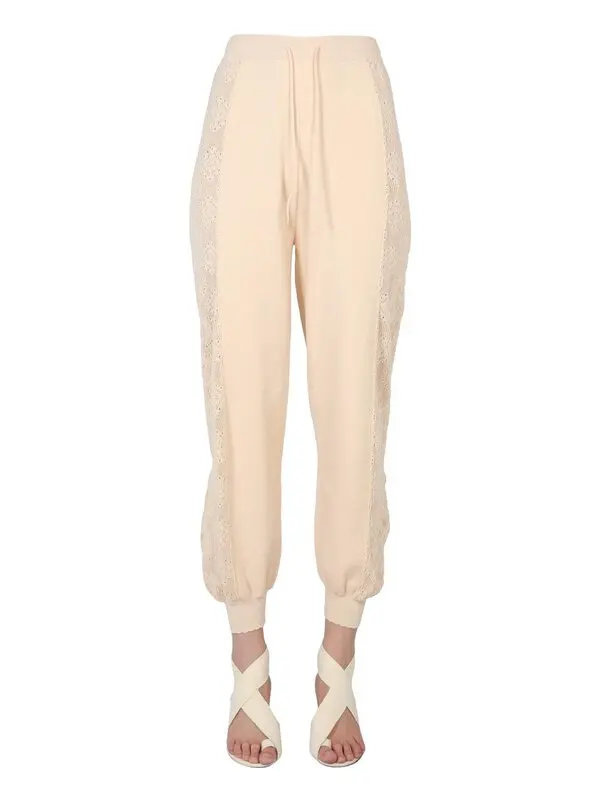 Moschino Lace-trimmed Jogging Pants - Ivory