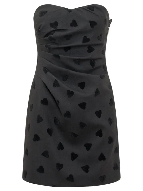 Celine Mini Strapless Bustier Dress With Heart Pattern - Black