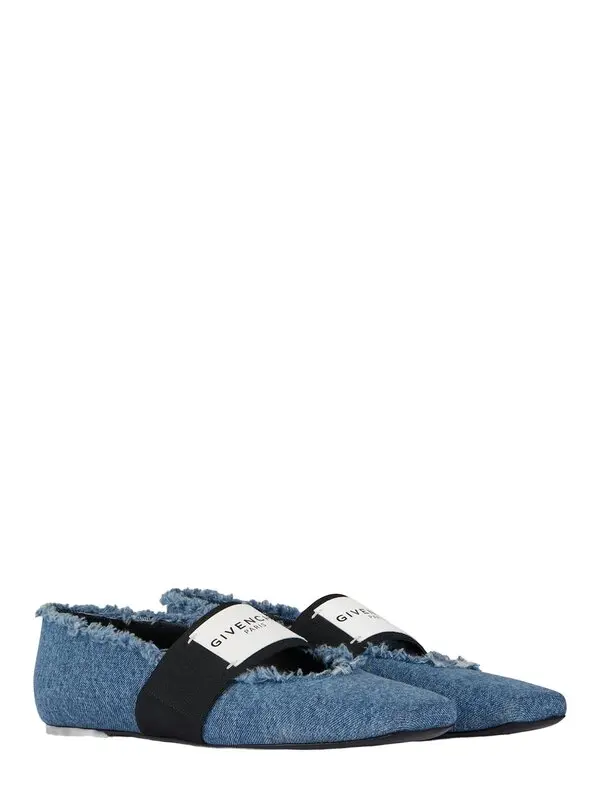 Givenchy Square Toe Ballet Flats With Embossed Logo Detailing - Blu