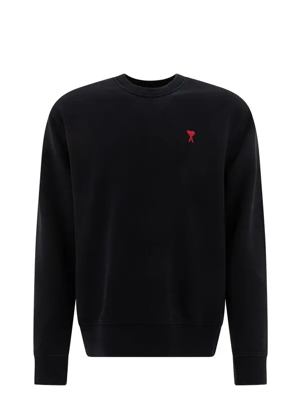 AMI Paris De Coeur" Crewneck Sweatshirt - Black