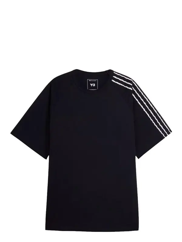 Y3 Essential T-shirt With Signature Stripes - Black