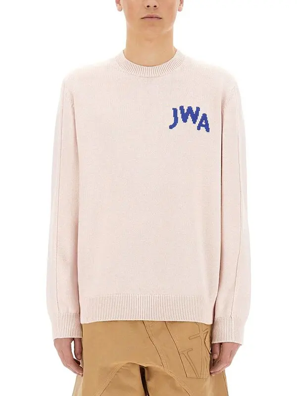 JW Anderson Cotton Cashmere Blend Logo Sweater - Pink