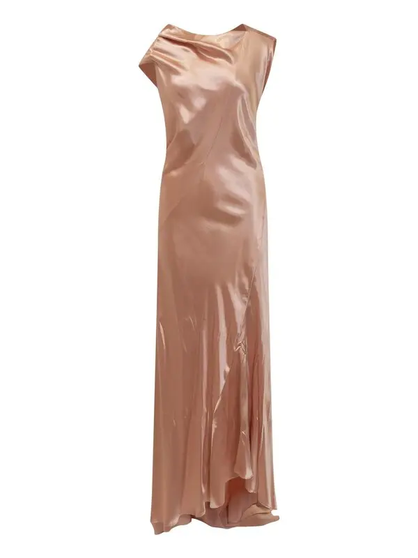Alberta Ferretti Maxi Dress With Draped Neckline - Rosa