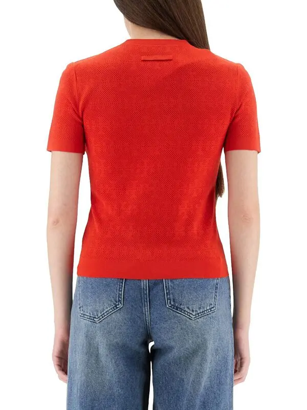 Tory Burch T-monogram Jacquard Knit Top - Red