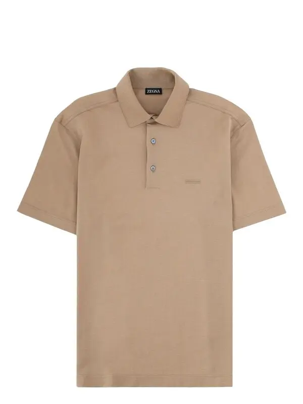 Zegna Cotton Short Sleeve Polo Shirt - Beige