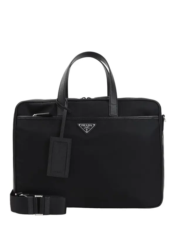Prada Recycled Polyamide And Calf Leather Bag - Black
