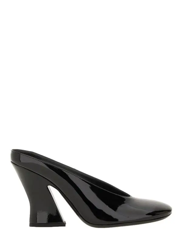 Givenchy Sculpted Heeled Mules In Patent Leather - Black