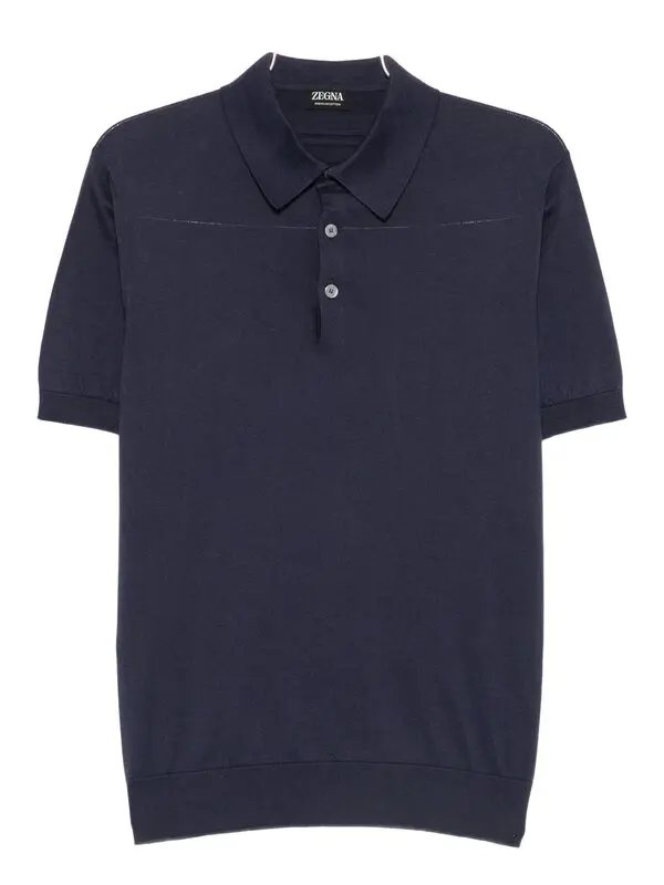 Zegna Reguther Fit 18 Gauge Polo With Short Sleeves - Blue