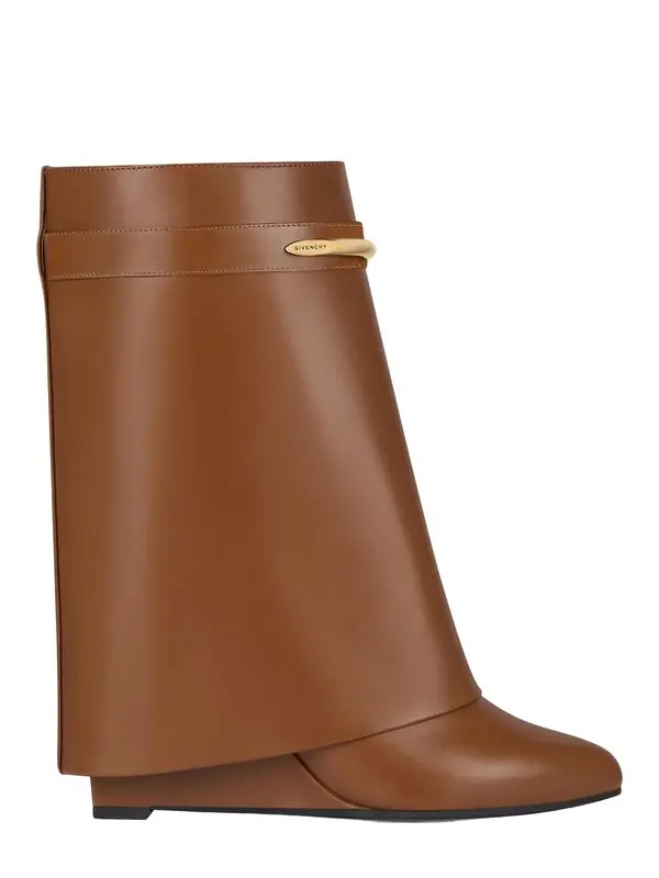 Givenchy Engraved Metal Pinch Pointed-toe Wedge Boots - Marrone