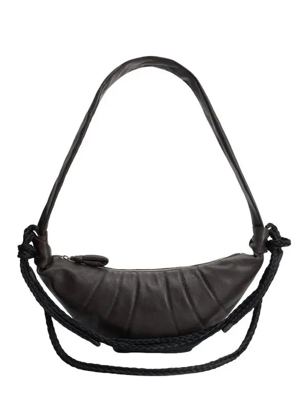 LEMAIRE Crescent Leather Shoulder Bag With Rope Strap - Brown
