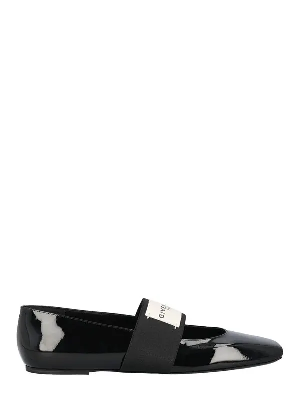 Givenchy Black Patent Leather Ballet Flats With Logo Tag - Nero