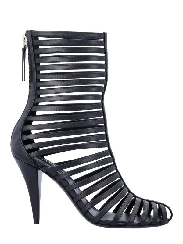 Givenchy Caged Stiletto Ankle Boots In Leather - Black
