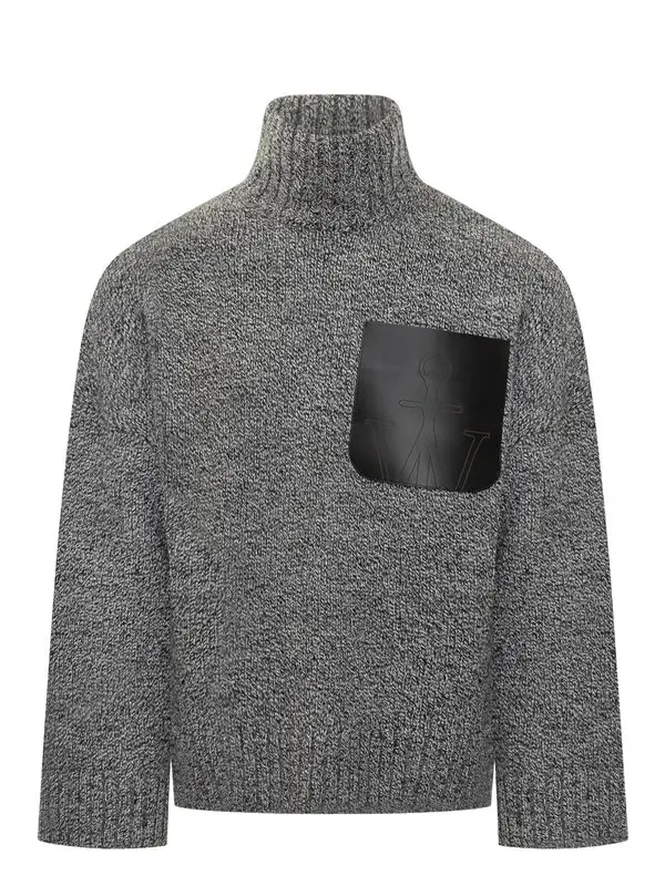 JW Anderson High Neck Pullover With Pocket - Grey