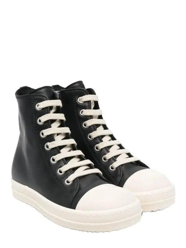 Rick Owens Closure" High Top Sneakers With Zip And Cap Toe - Nero