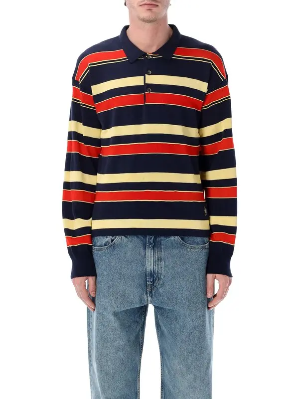 JW Anderson Knitted Striped Rugby Polo Top - Blue