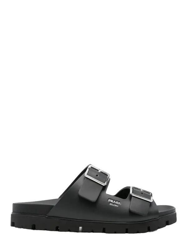 Prada Buckled Leather Sandals - Nero