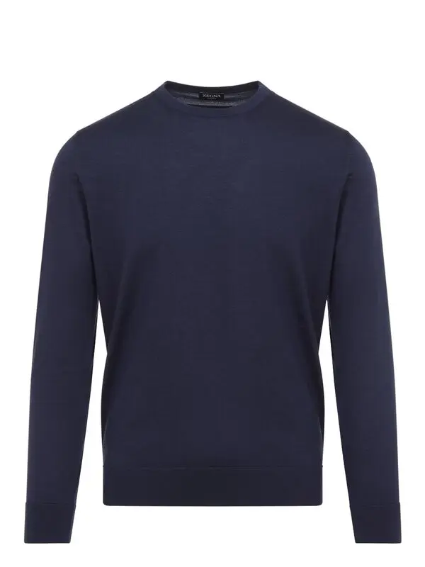 Zegna Cashmere And Silk Blend Crewneck Sweater - Blue