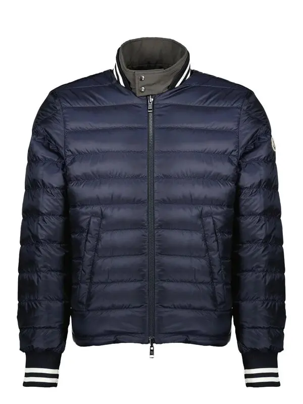 Moncler Zip-up Bomber Jacket With Striped Accents - Darkgrey