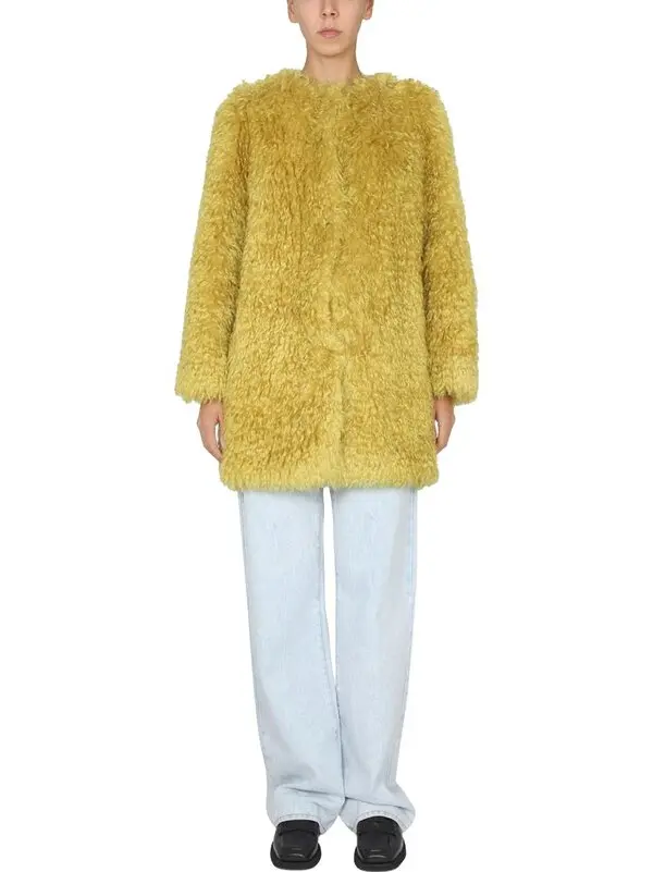 Lanificio Becagli Long Faux Fur Coat - Yellow