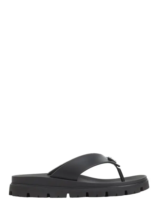 Prada Rubber Thong Sandals - Black