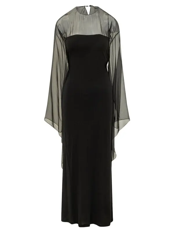 Alberta Ferretti Black Sheer Sleeve Gown - Nero