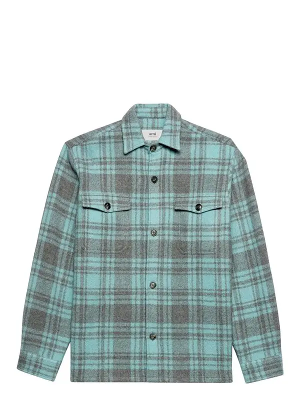 AMI Paris Oversized Wool Check Shirt Jacket - Multicolour