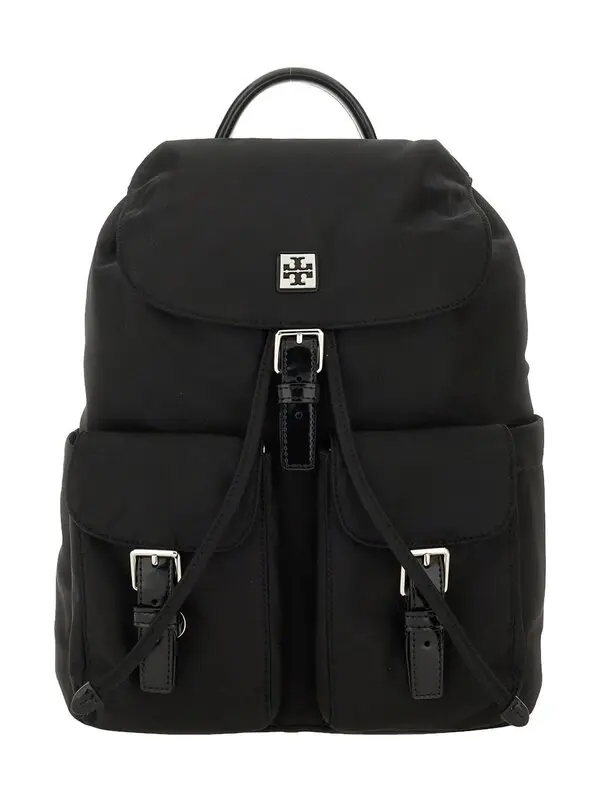 Tory Burch Virginia Metallic Flap Backpack - Black