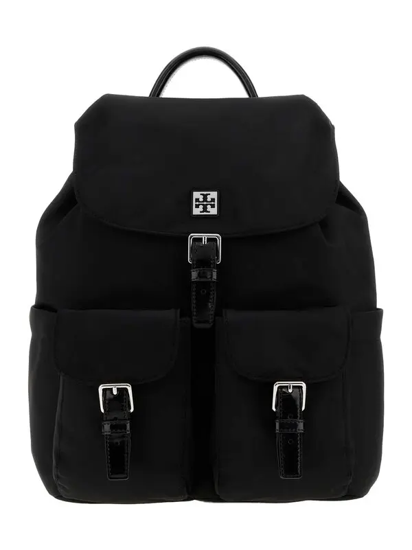 Tory Burch Virginia Metallic Flap Backpack - Black