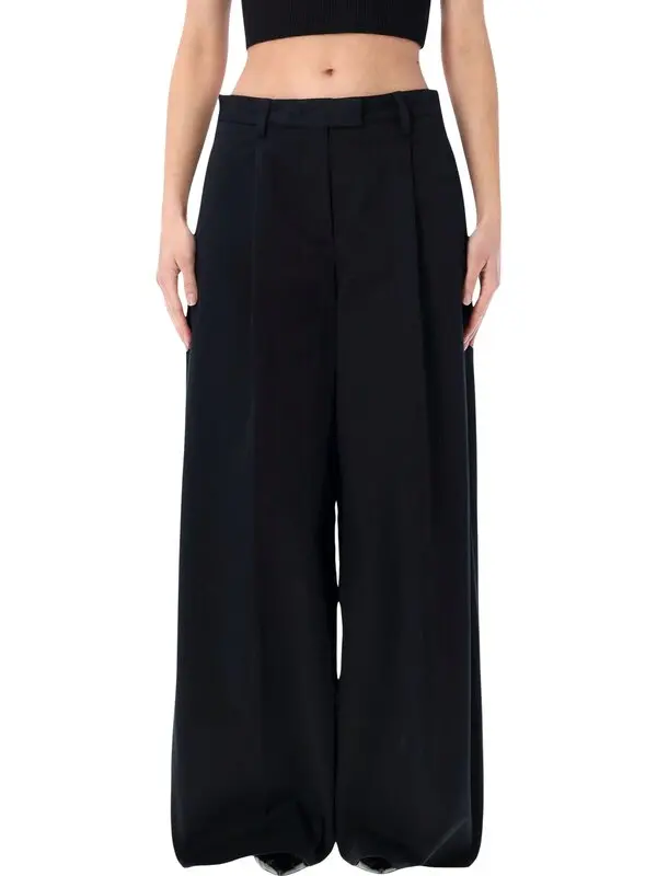 THE LATEST Tailored Wide-leg Trousers - Black