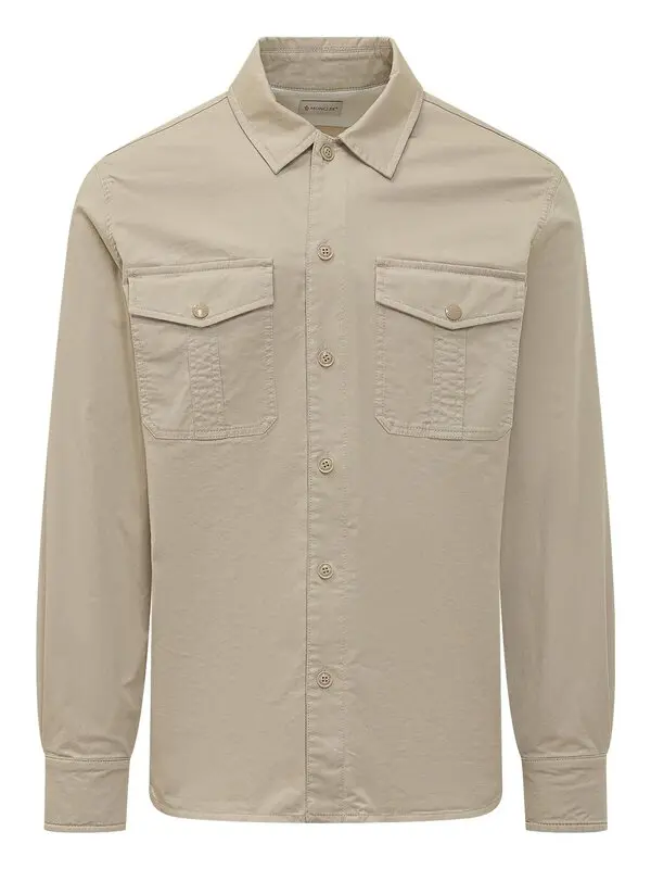 Moncler Button-up Shirt With Pocket Detail - Beige