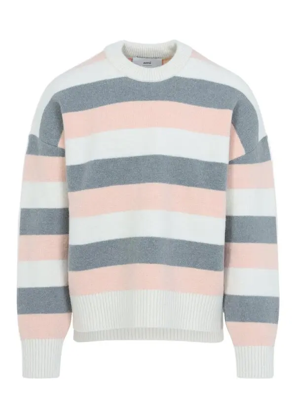 AMI Paris Striped Crew Neck Pullover Sweater - Multicolour