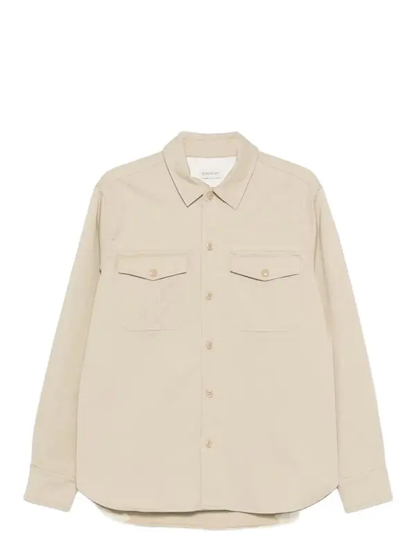 Moncler Light Cotton Stretch Shirt For Ss26 - Lightbeige