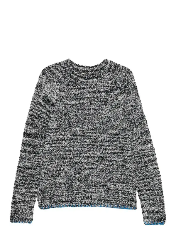 SUNFLOWER Premium Mohair Wool Blend Crewneck Sweater With Contrasting Hand-stitched Details - Grey