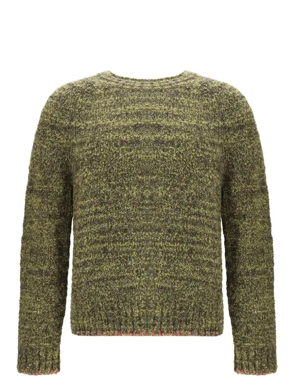 SUNFLOWER Mohair Blend Crewneck Sweatshirt With Contrast Stitching - Green