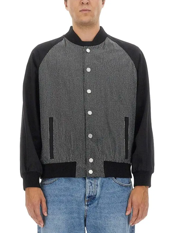 Balmain Black Cotton Jacket With Textured Front - Multicolour