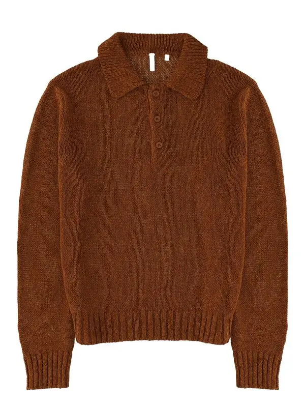 SUNFLOWER Knit Polo Sweater - Brown