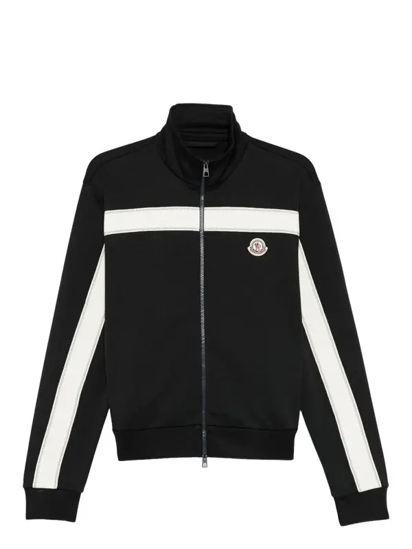 Moncler Zip-up Cardigan With Striped Detail - Black