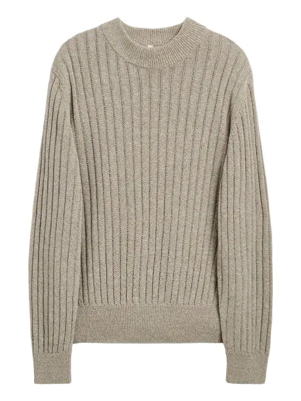 SUNFLOWER Linen And Cotton Ribbed Crewneck Sweater - Beige