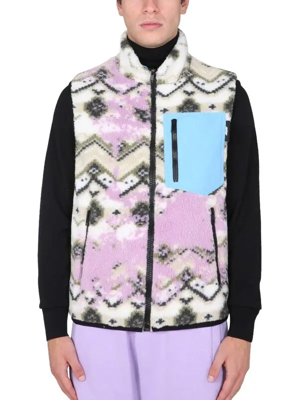 MSGM Fleece Sherpa Vest With Geometric Print - Multicolour