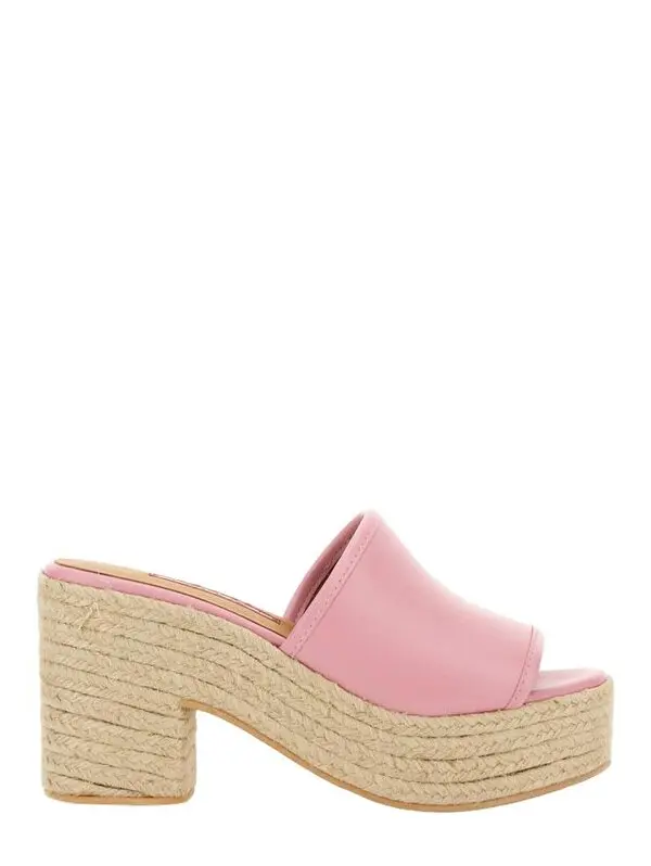 Moschino Leather Platform Espadrille Sandals - Pink