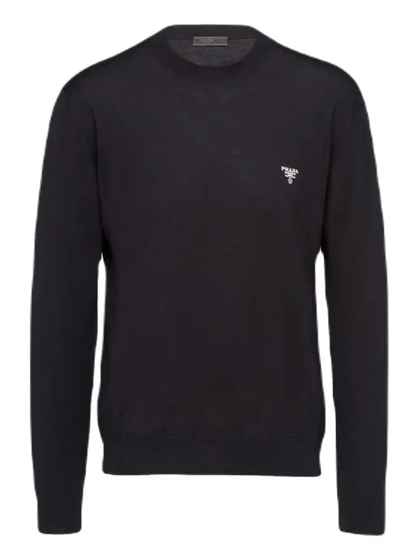 Prada Fine Knit Crewneck Pullover - Nero