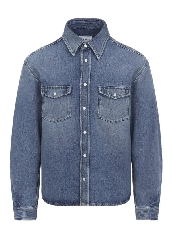 Givenchy Couture Seam Shirt In Shadow Washed Denim - Blue