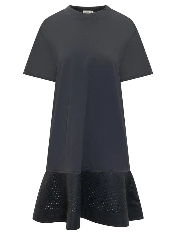 Moncler Mini Dress With Layered Hem - Blu
