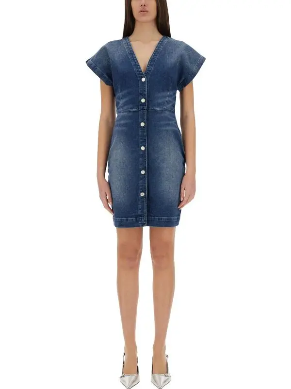 Moschino Slim Fit Button-detailed Dress - Denim