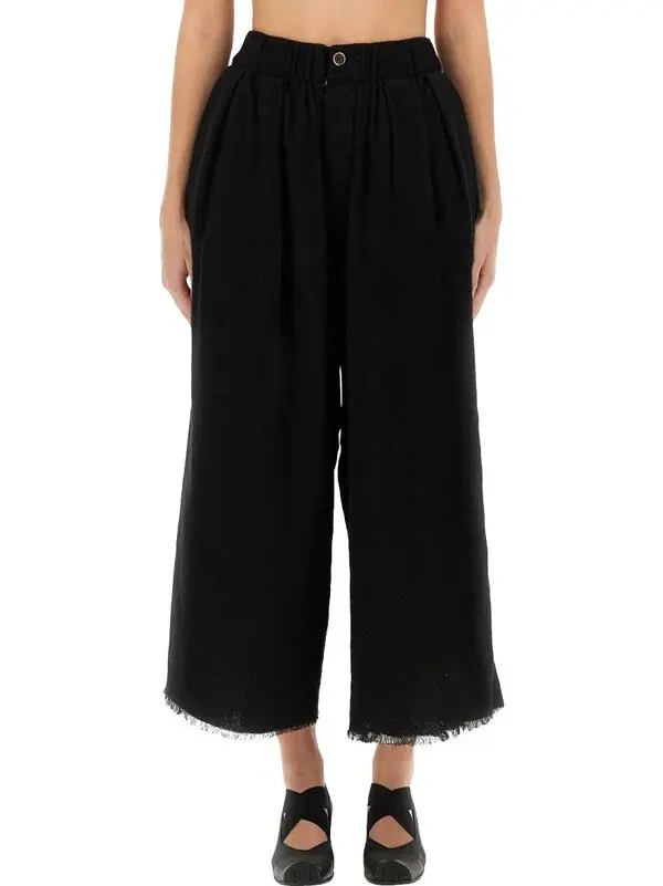 UMA WANG Poetic" Wool Linen Blend Cropped Pants - Black