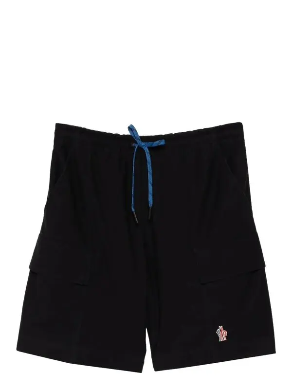 Moncler Cargo Cotton Shorts With Drawstring - Navy