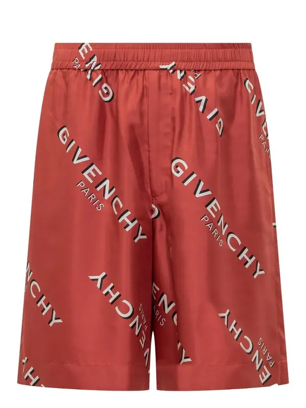 Givenchy All-over Logo Shorts - Red
