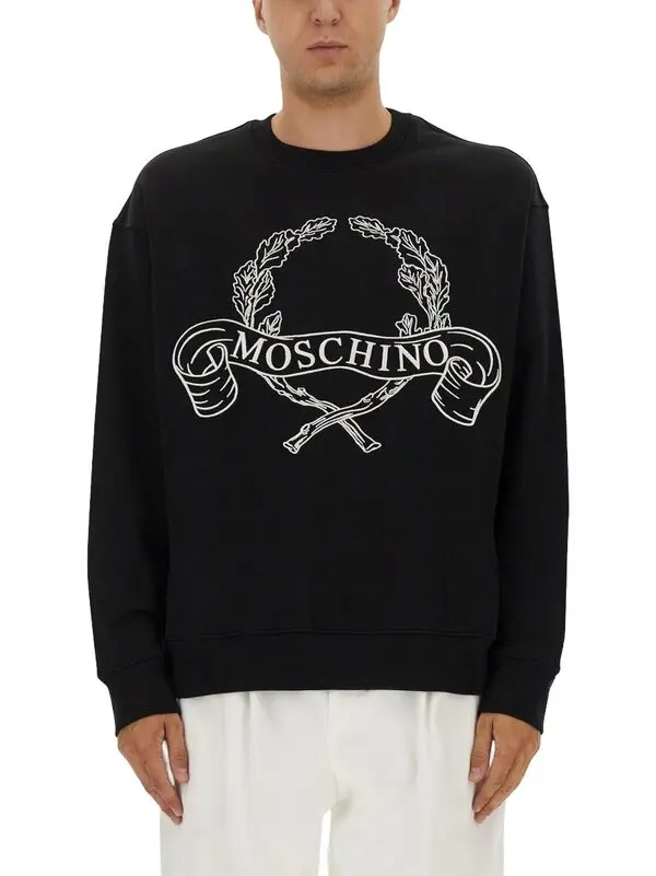 Moschino Sweatshirt With Laurel Crown Embroidery - Black